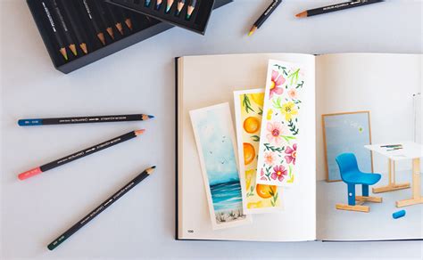 3 marque pages simples et colorés avec les crayons Museum Aquarelle