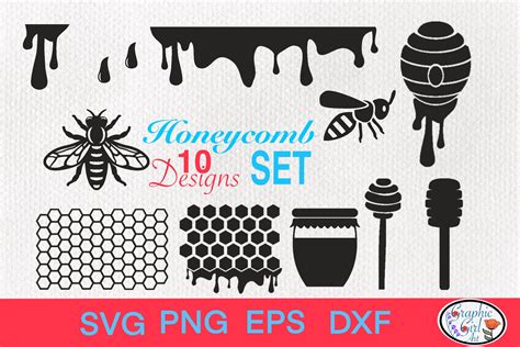 Honeycomb Svg Bundle Honey Bee Svg Honey Drips Svg Dripping Svg