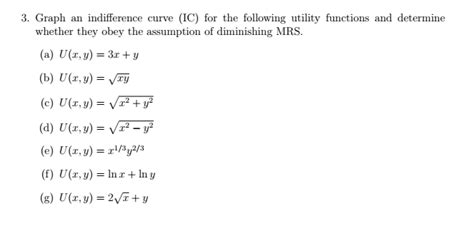 Solved Graph An Indifference Curve IC For The Following Chegg