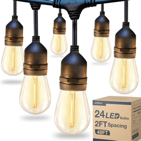 Addlon 48ft Led Outdoor String Lights With 25 Edison Vintage