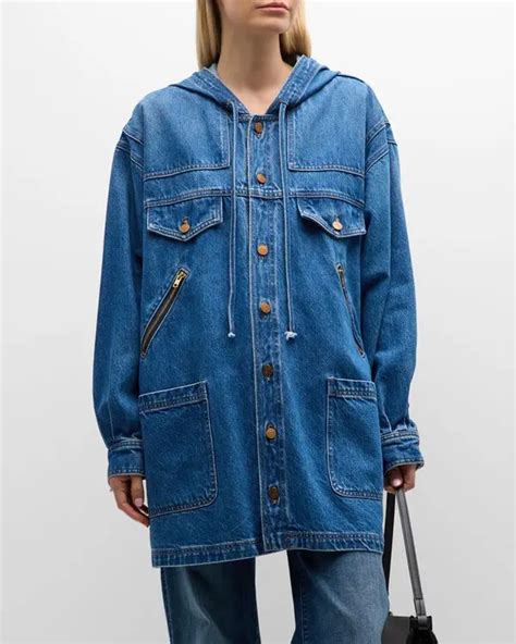 Mother The Shoplifter Oversized Hooded Denim Jacket Yummy Yum