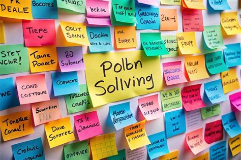 Problemsolving Mind Map Questions On Colorful Sticky Notes Premium Ai Generated Image