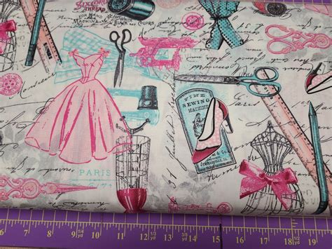 Timeless Treasures Sewing Notions With Pink Dress Era8069 Etsy
