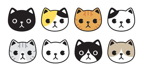 고양이 벡터 아이콘 새끼 고양이 품종 Calico 로고 기호 만화 캐릭터 낙서 일러스트 디자인 갈고리 발톱에 대한 스톡 벡터