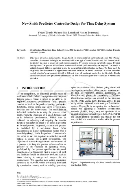 Pdf New Smith Predictor Controller Design For Time Delay System