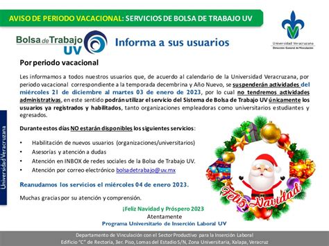 Aviso A Usuarios Por Periodo Vacacional 21 Diciembre 03 Enero 2023