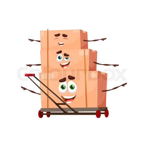 Cartoon Stack Of Parcels On Trolley Delivery Stock Vector Colourbox