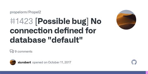 Possible Bug No Connection Defined For Database Default Issue