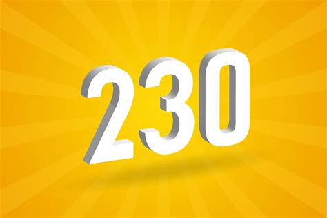 3D 230 number font alphabet. White 3D Number 230 with yellow background ...