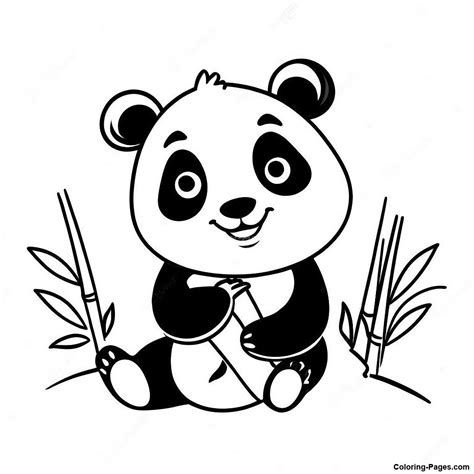 Happy Mimi Panda Eating Bamboo Coloring Page Coloring