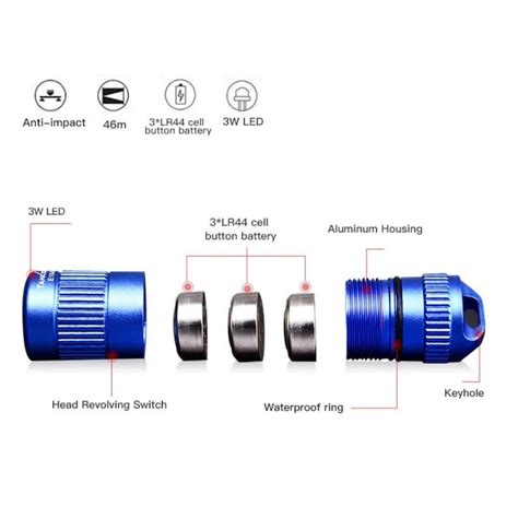 Mini Led Keychain Flashlight Small 3cm 12g Batteries Included Ultra