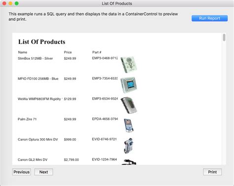 displaying reports — xojo documentation