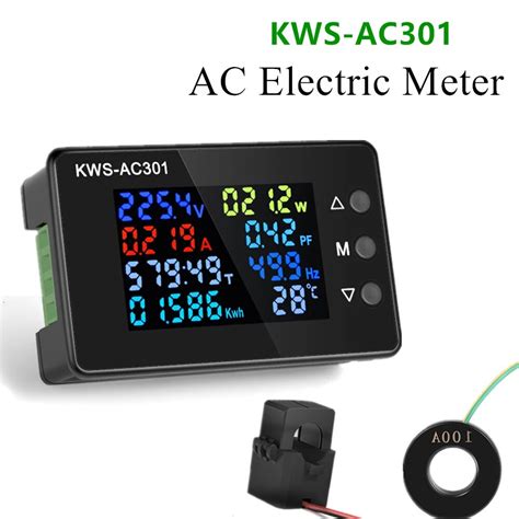 8 in 1 KWS-AC301 Wattmeter Power Meter AC 50-300V Voltage 50-60HZ Power ...