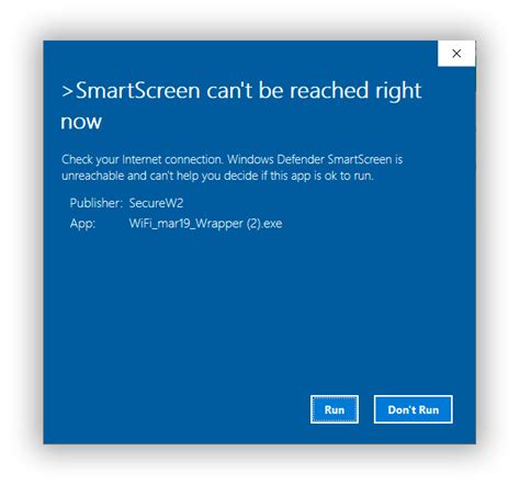 Windows Smartscreen Alert Securew2