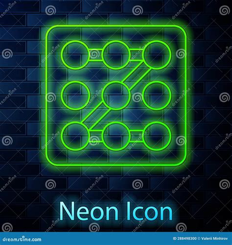 Glowing Neon Line Graphic Password Protection And Safety Access Icon Isolated On Brick Wall