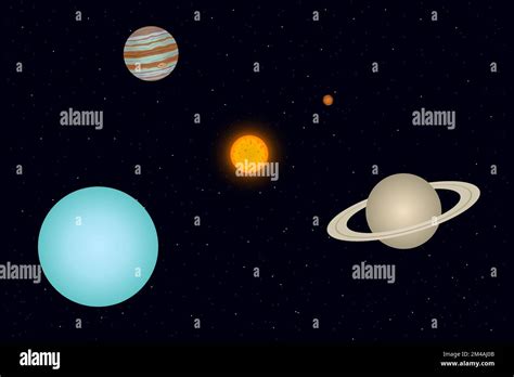 View Of Uranus Jupiter And Saturn From Outer Space Vector