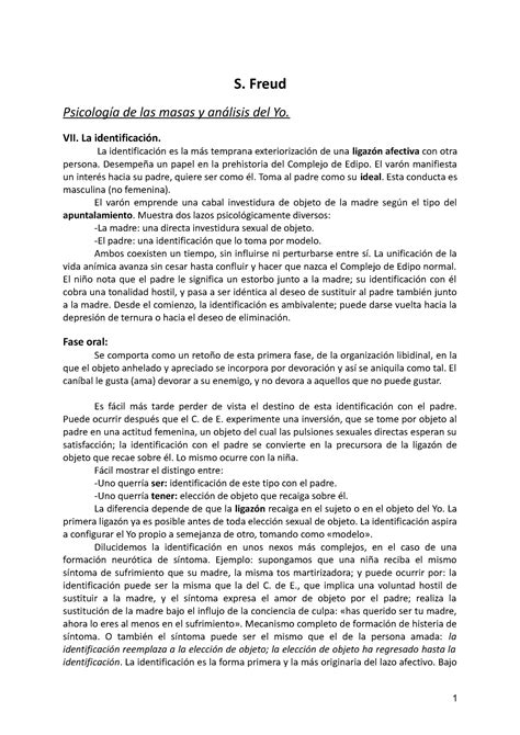 Psicología de las masas y análisis del Yo VII La identificación S