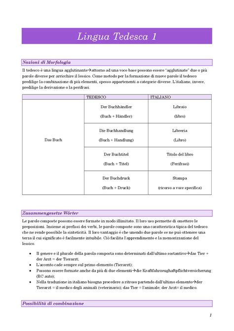 Lingua Tedesca 1 Appunti Di Grammatica Docsity