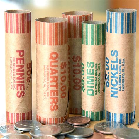 Farfi 10pcs Preformed Coin Wrappers Assorted Color Coded Rolls Quarters