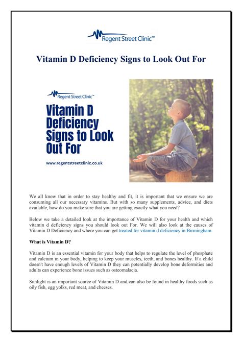 Vitamin D Deficiency Signs To Look Out For By Regent Street Clinic™ Issuu