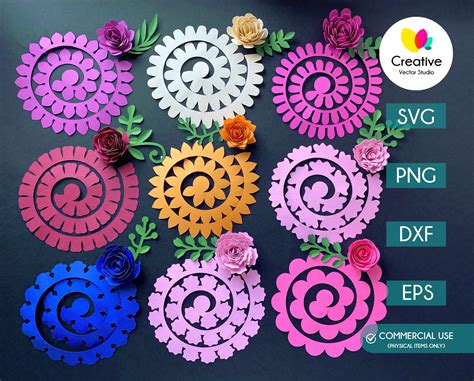 Free Rolled Flower Template