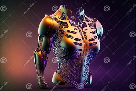 Image Of Cyber Prosthetic Of Body On Black Background Created Using