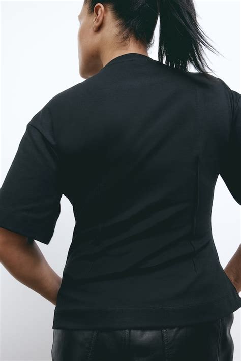 Tapered Waist T Shirt Black Ladies Handm Us