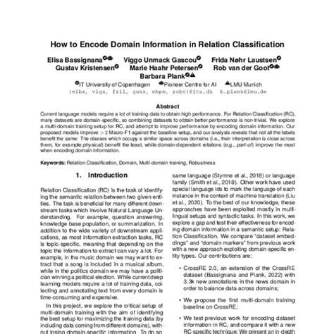 How To Encode Domain Information In Relation Classification Acl Anthology