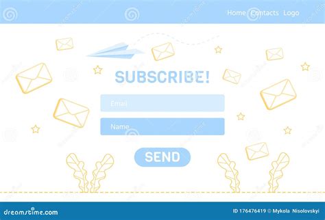 Email Subscribe Form Design Commerce Landing Page Stock Vector