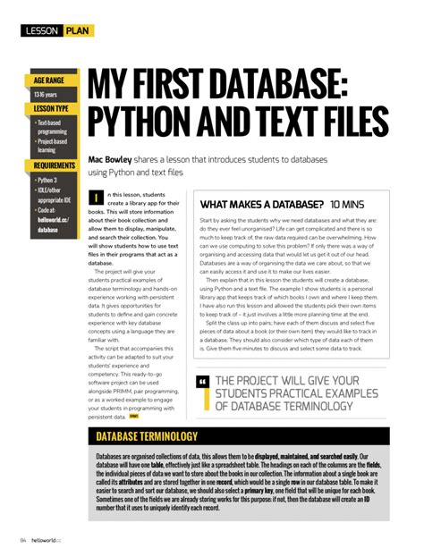 how to build databases using python and text files hello world 9