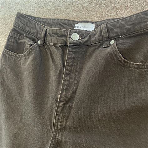 Zara Straight Leg Jeans Brown Zara Depop