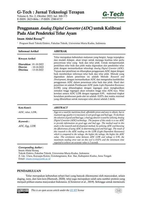Pdf Penggunaan Analog Digital Converter Adc Untuk Kalibrasi Pada
