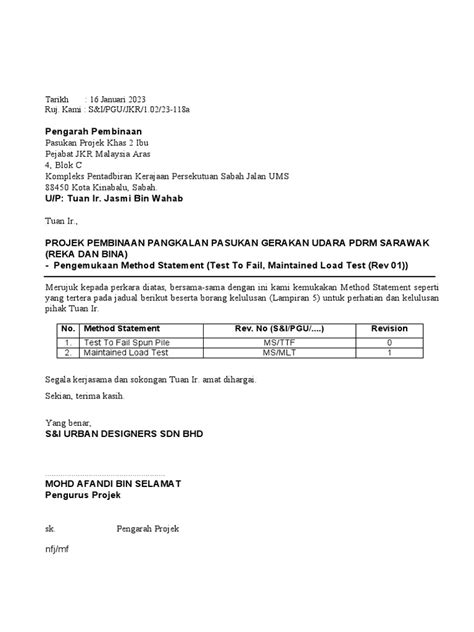 230106 Outgoing Jkr Method Statement Ttf And Mlt Rev 01 Pdf