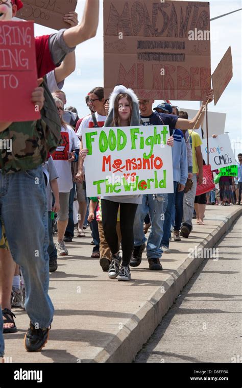 March Against Monsanto Protests Genetically Modified Foods Stock