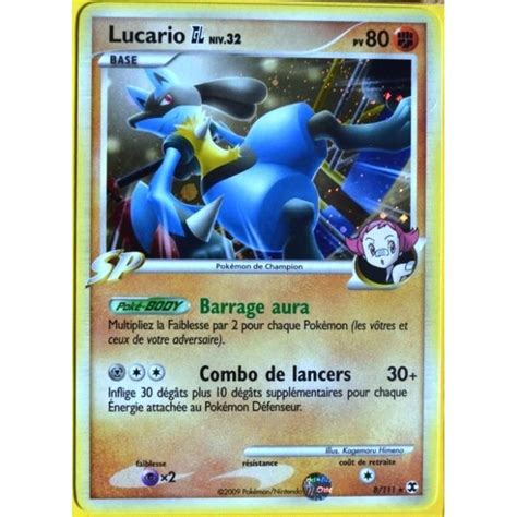 carte Pokémon 8 111 Lucario 80 PV Platine Rivaux Émergeants NEUF FR
