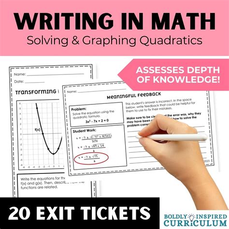 Solving And Graphing Quadratic Equations Warm Ups And Exit Tickets For Algebra 2 Boldly