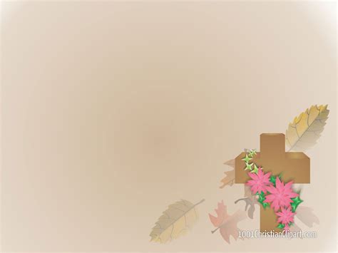 Cross And Falling Leaves Christian Ppt Backgrounds Cross And Falling