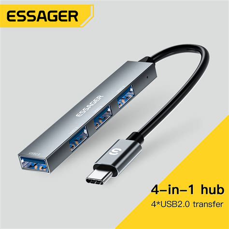 Essager Maple Chigger 4 In 1 USB A Type C Splitter Supports OTG Function Compatible With The
