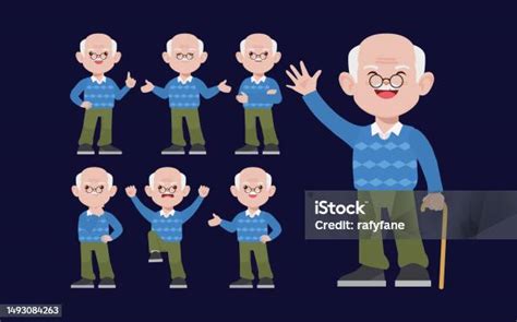 Orang Tua Dengan Pose Berbeda Ilustrasi Stok Unduh Gambar Sekarang