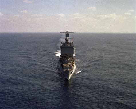 An Aerial Bow View Of The Nuclear Powered Guided Missile Cruiser Uss Long Beach Cgn 9 Underway