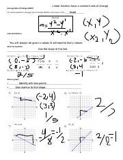 Average Rate Of Change Notes Pdf Linear Function Have A Constant Rate Of Change Average