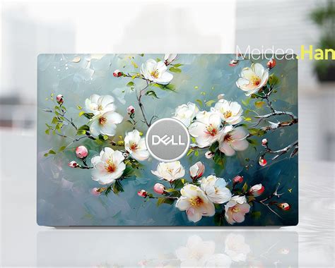 Laptop Skin For Dell Xps Personalized Customizable Peach Blossom Oil Painting For Xps