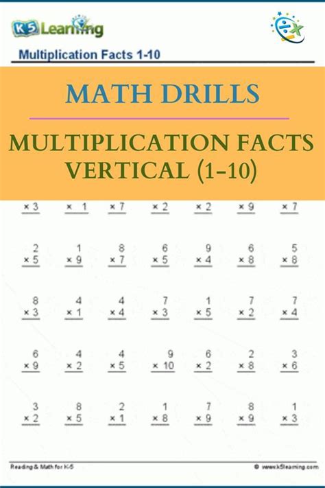 multiplication facts 1 10 worksheets multiplication facts