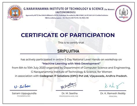 Sri Pujitha Mittapally On Linkedin Great Learning Experience With Codegnan Codegnan It Solutions