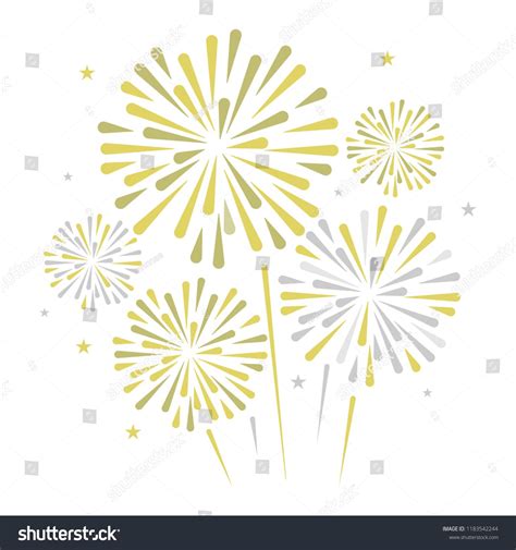 Gold And Bright Firework On White Background Can Be Use For