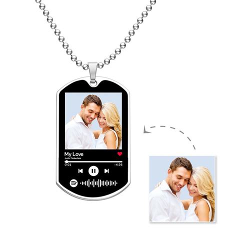 Scannable Custom Spotify Code Necklace Engraved Music Song Photo