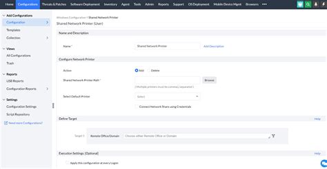 Shared Network Printer User Configuration Manageengine Endpoint Central