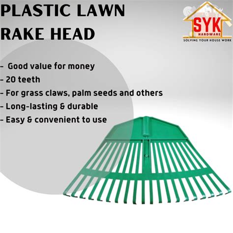 Syk Plastic Lawn Rake Head Green 20 Teeth Kepala Pencakar Rumput Sampah