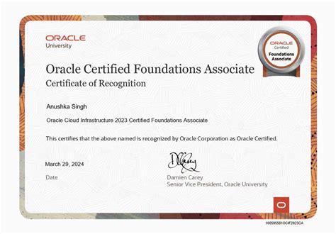 Oraclecloud Certification Cloudcomputing Anushka Singh