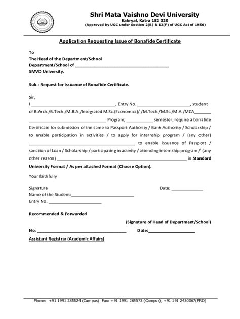 Fillable Online Application Requesting Issue Of Bonafide Certificate Fax Email Print Pdffiller